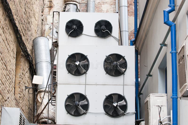 Air Conditioning System Assembled on Top of a Building Stock Image ...