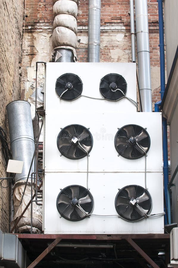 Air Conditioning System Assembled on Top of a Building Stock Photo ...