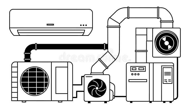 Air Conditioning System Drawing Stock Illustrations – 670 Air ...