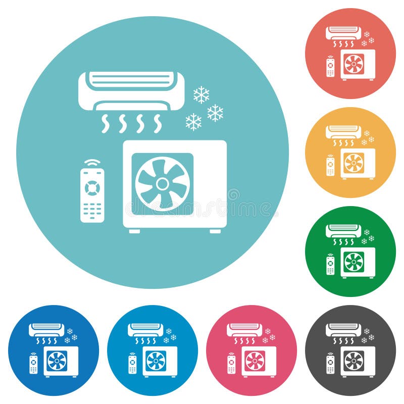 Air Conditioning System Flat Round Icons Stock Vector - Illustration of ...