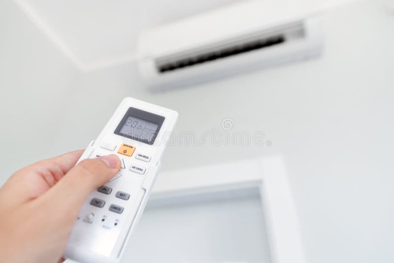 Air Conditioner Remote Control with Smart Home System. Stock Photo ...