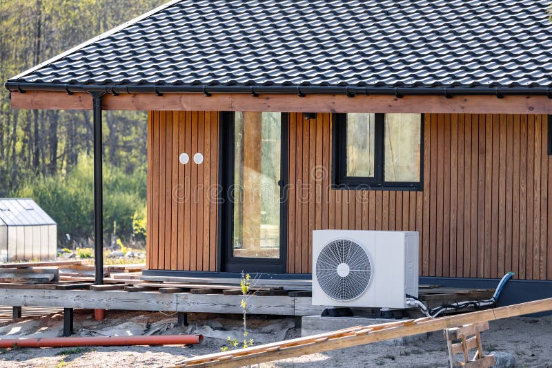 Air Conditioning System in a Modern Frame House. Air Conditioner ...