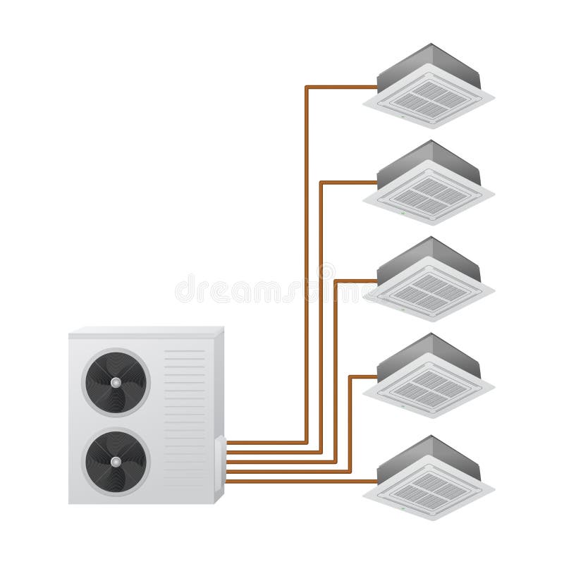 Multi Split Air Conditioning System. Stock Vector - Illustration of ...