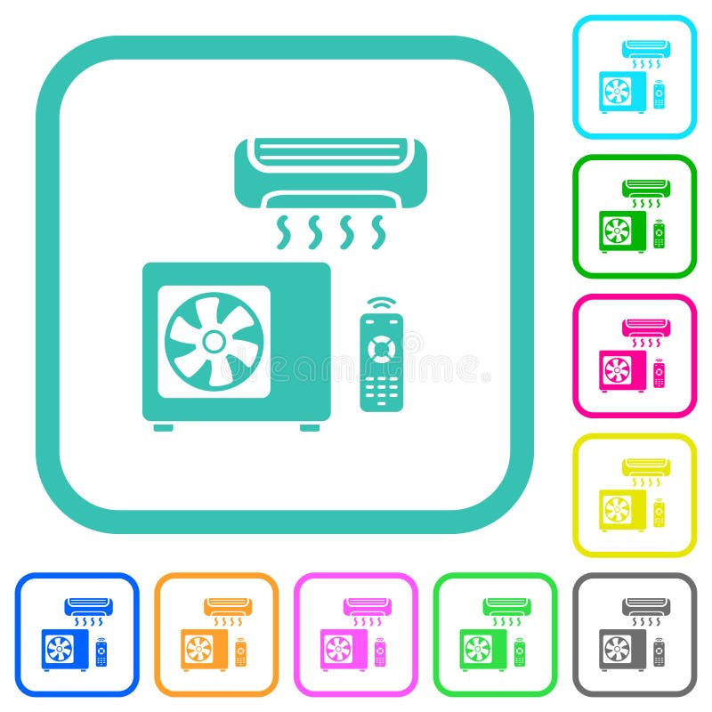 Air Conditioning System Vivid Colored Flat Icons Stock Vector ...