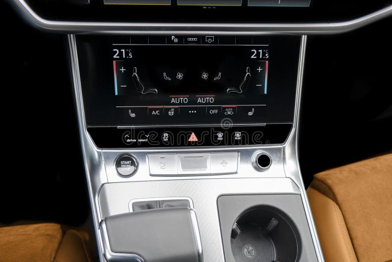 Air Conditioning Touch Buttons Inside a Modern Car. Climate Control AC ...