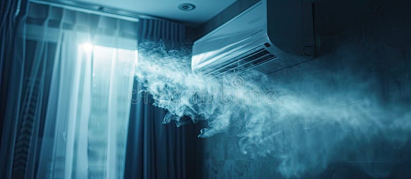 An Air Conditioning Unit Blowing Out Cool Air into a Room Stock ...