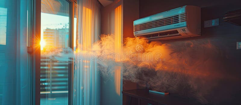 An Air Conditioning Unit Blowing Out Cool Air into a Room Stock ...