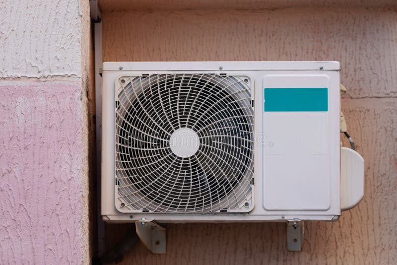 Air Conditioning Unit Central Split System Hanging Outside the Building ...
