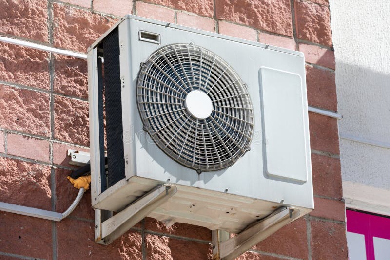 Air Conditioning Unit Central Split System Hanging Outside the Building ...