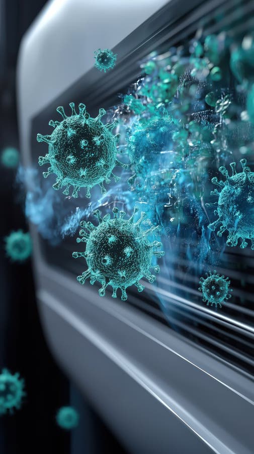 Stylized Virus Depiction in Grayscale, Perfect for Scientific and ...