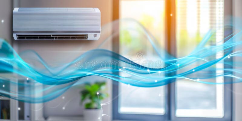 Air Conditioning Unit with Flowing Cool Air. Generative Ai Stock ...