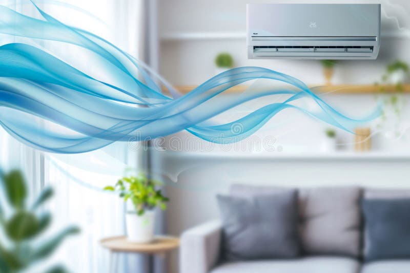 Air Conditioning Unit with Flowing Cool Air. Generative Ai Stock ...
