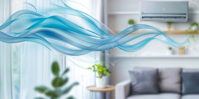 Air Conditioning Unit with Flowing Cool Air. Generative Ai Stock ...