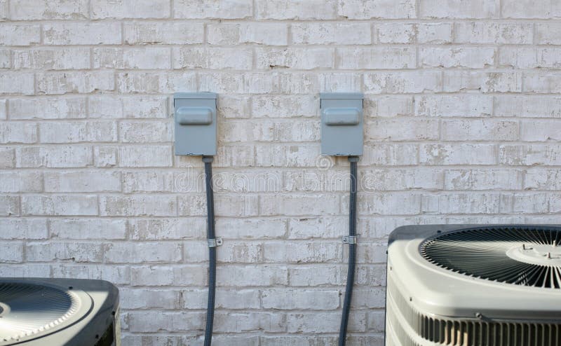 Air Conditioning Unit Junction Boxes Stock Image - Image of ...