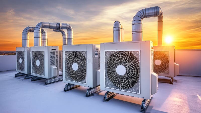 Air Conditioning Units and Ventilation Systems on an Industrial ...