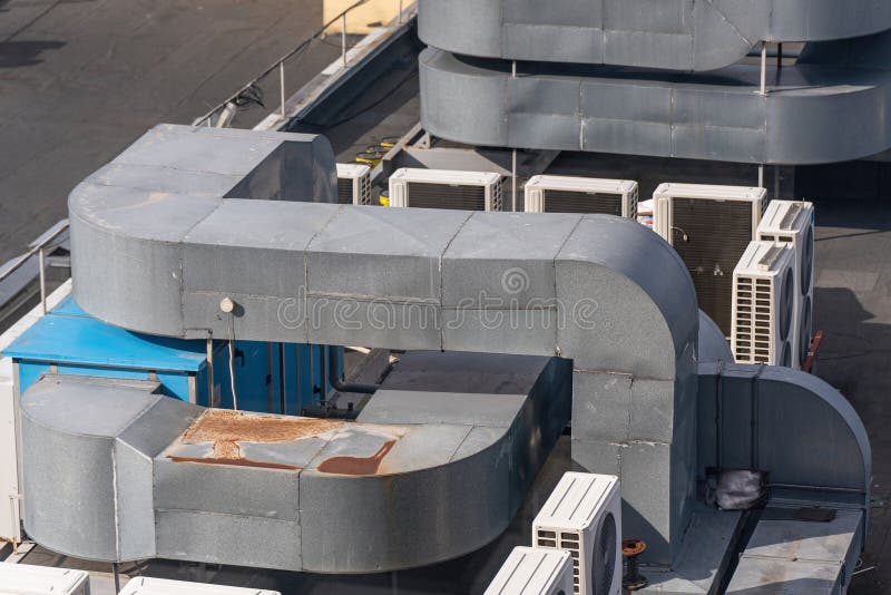 Air Conditioning and Ventilation System Installed on the Roof of an ...