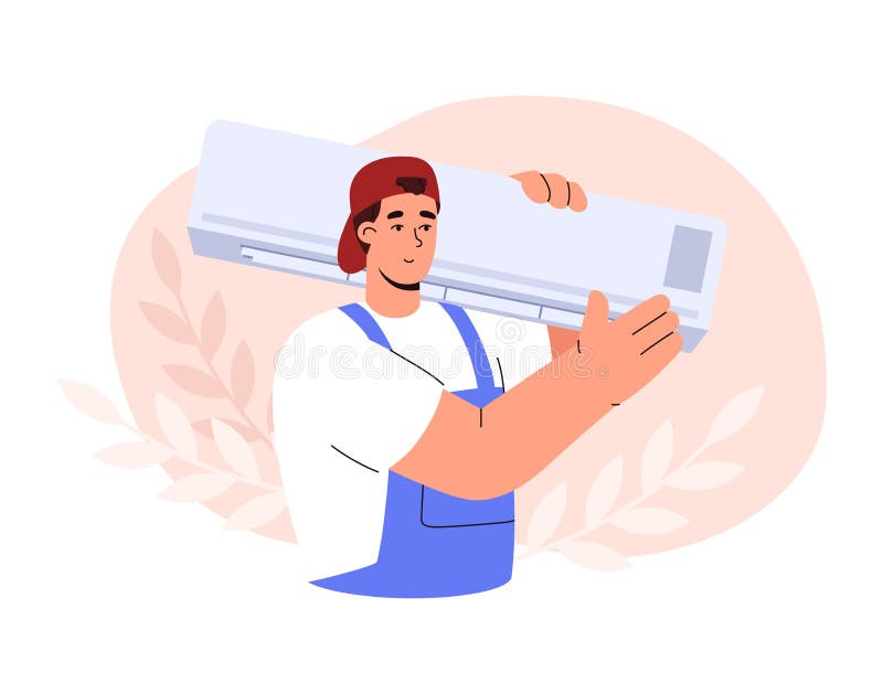 Air Conditioning and Ventilation System Service Banner, Flat Vector ...