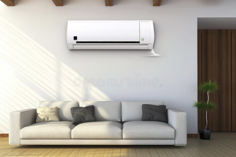 Air Conditioning on the Wall in a Modern Interior, Air Cooling. Copy ...