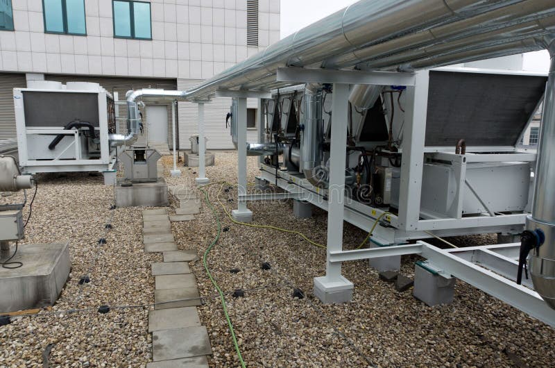 Air Cooled Water Chiller Plant with Pipework Stock Image - Image of ...