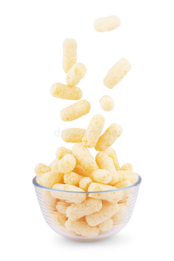 Air Corn Sticks in Plate Isolated on White Stock Image - Image of food ...