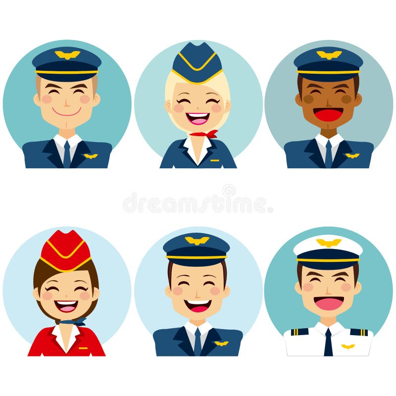 Air Crew Avatars stock vector. Illustration of hostess - 76100570