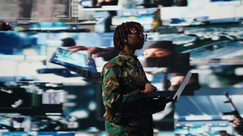 Air Defense Commander Using Radar Systems on Laptop Program To Detect ...