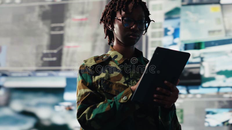 Air Defense Commander Using Radar Systems on Tablet App Stock Footage ...