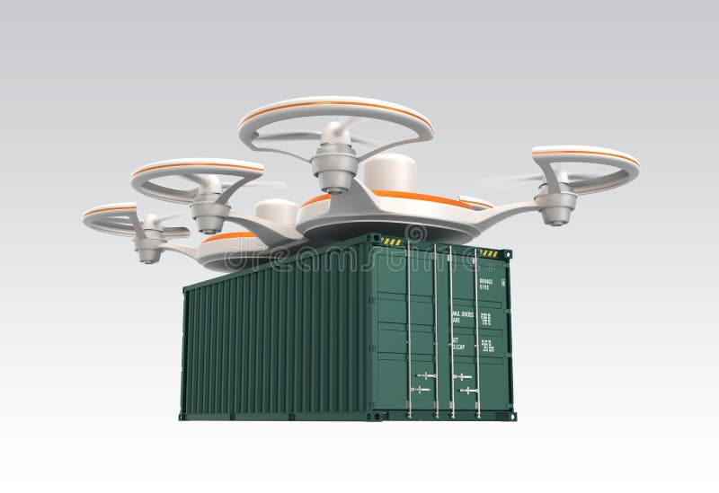 Two Drone Carrying Cargo Containers Stock Illustration - Illustration ...