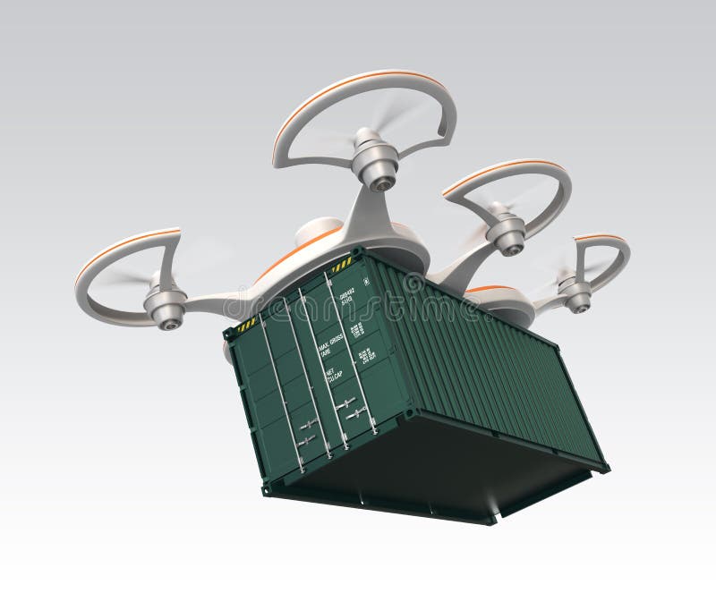 Two Drone Carrying Cargo Containers Stock Illustration - Illustration ...