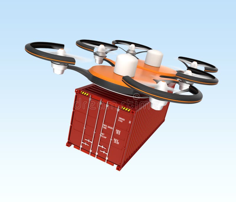 Two Drone Carrying Cargo Containers Stock Illustration - Illustration ...