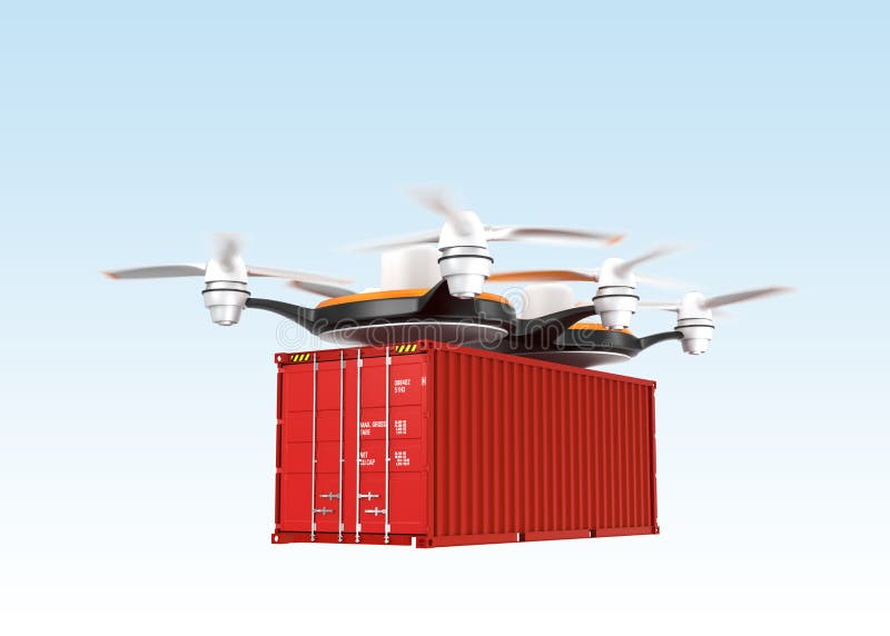 Drone Carrying Pizza for Fast Food Delivery Concept Stock Photo - Image ...