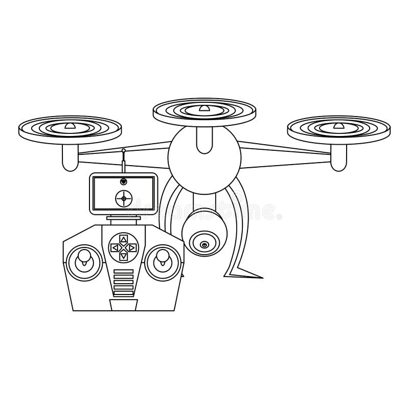 Air Drone Remote Control Cartoon in Black and White Stock Vector ...