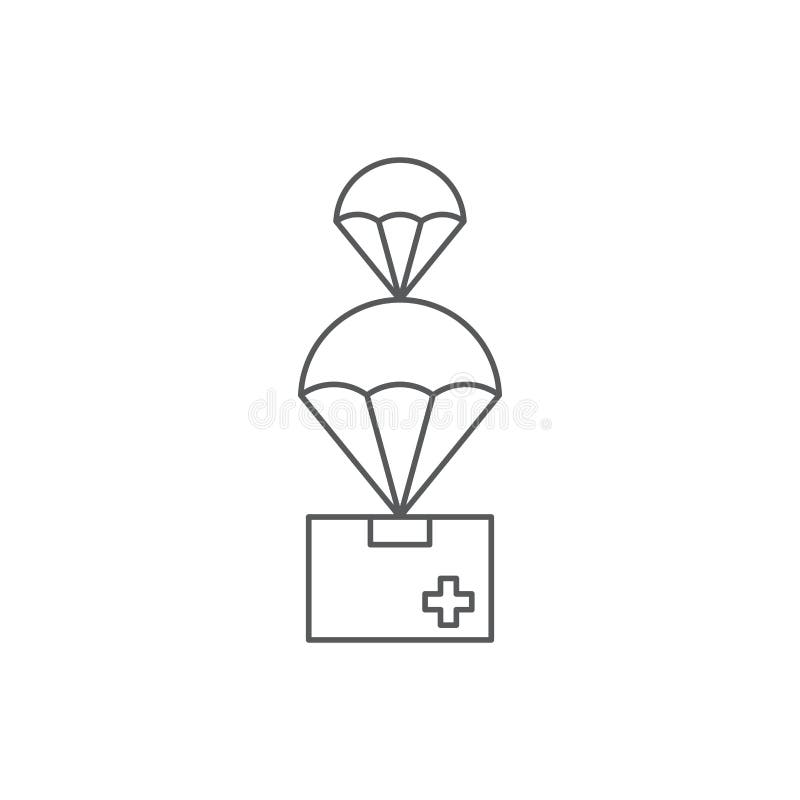 Air Drop with Parachute Vector Icon Symbol Isolated on White Background ...