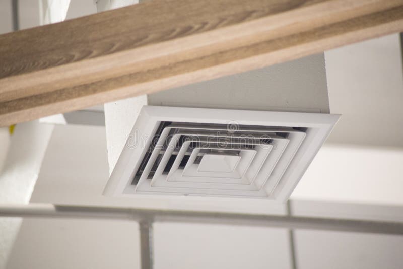 Air Duct in Square Shape on the Office Ceiling. Air Condition Vent ...