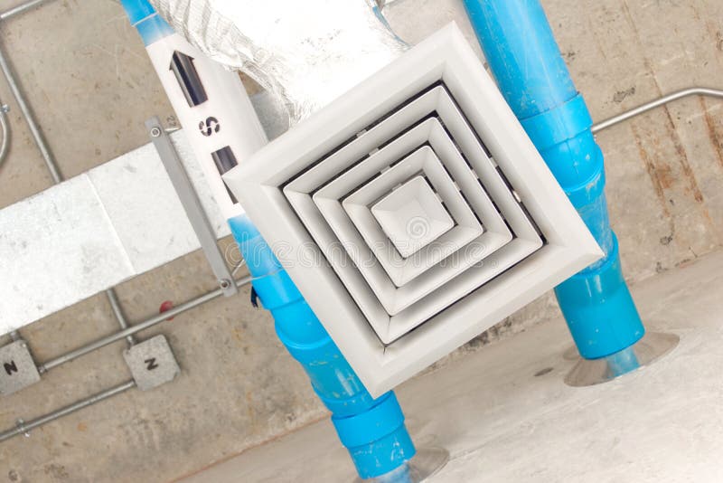 Air Duct in Square Shape on the Office Ceiling. Air Condition Vent ...