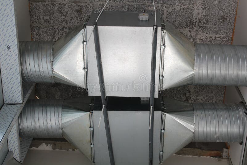 Installed Industrial Fan with Connected Air Duct Stock Image - Image of ...