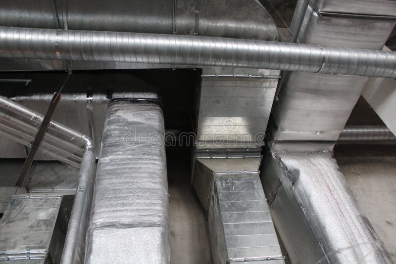 Installed Rectangle Air Duct System Stock Image - Image of exhaust ...