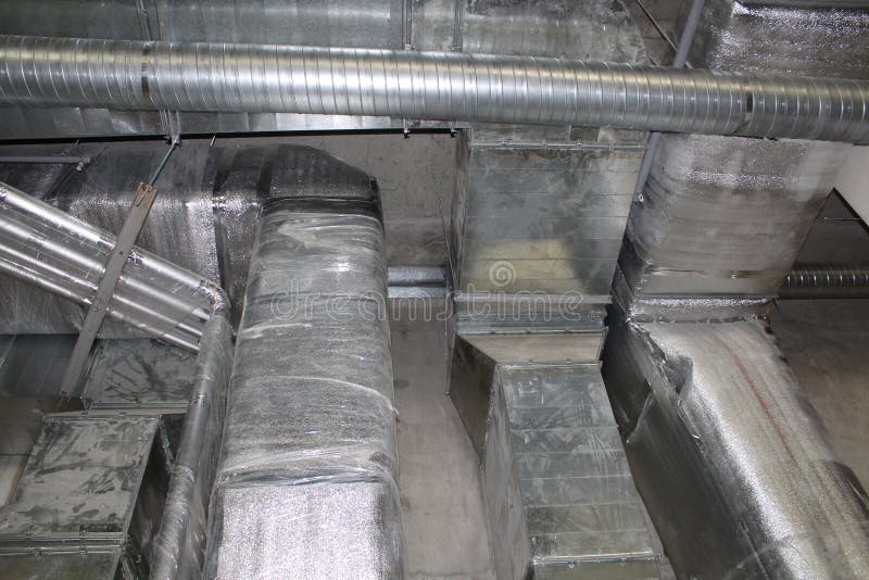 Installed Rectangle Air Duct System Stock Photo - Image of heater ...