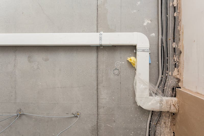 Air Duct on the Wall of House Under Construction. Stock Photo - Image ...
