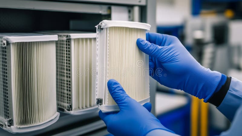 The Air Filter in the Cooling System is Replaced by a Technician To ...