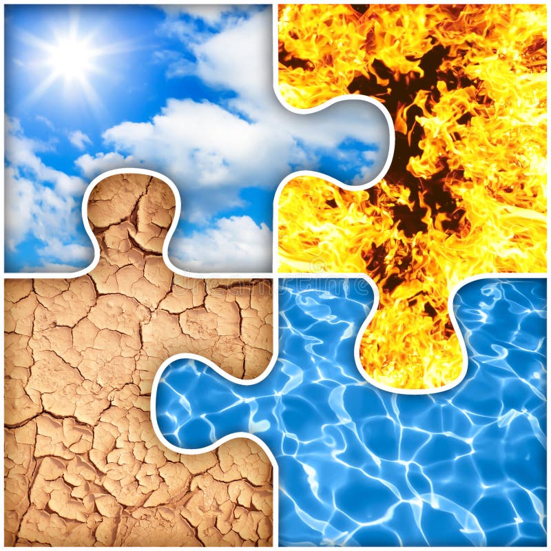 Four Elements in a Unsolved Puzzle Stock Photo - Image of nature ...