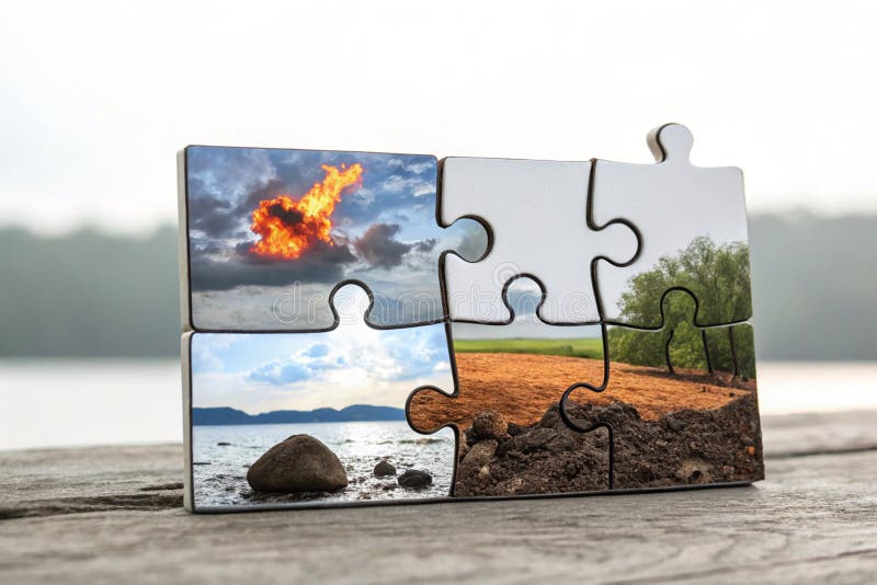 Air, Fire, Earth, Water Puzzle of Four Elements Stock Illustration ...