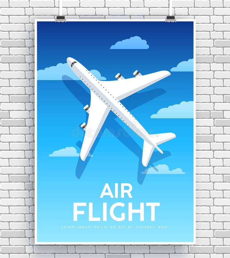 Air Flight Plane Icon in the Sky on Poster Stock Vector - Illustration ...