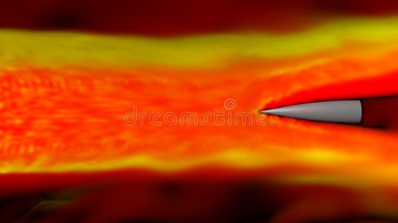 Bullet in Wind Tunnel. Flat Tip. 3d Rendering Illustration . View 2 ...
