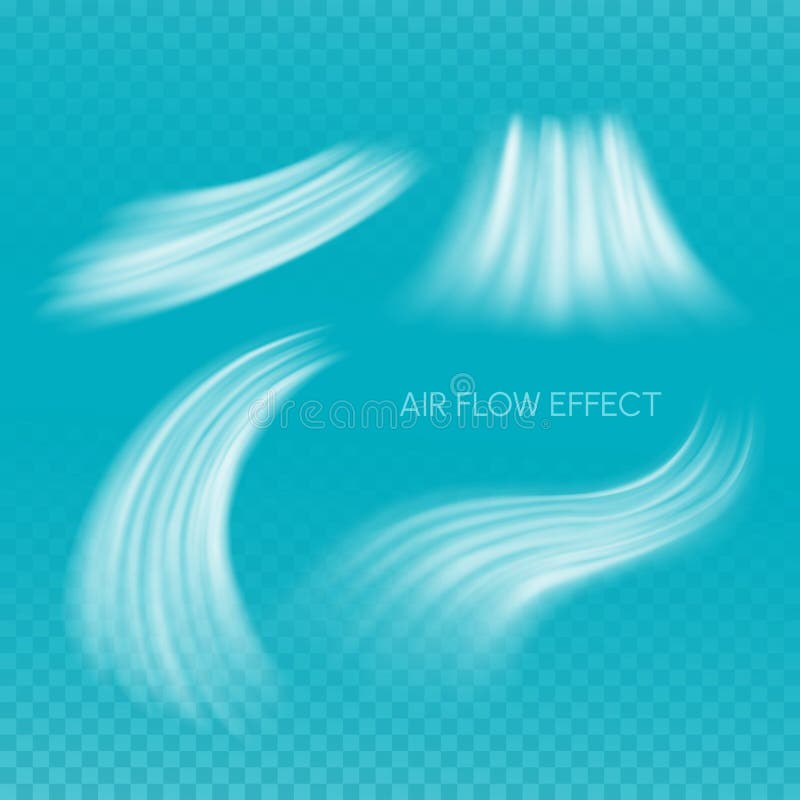 Air Flow Isolated Texture. White Wind Stream Waves Effect on Blue ...