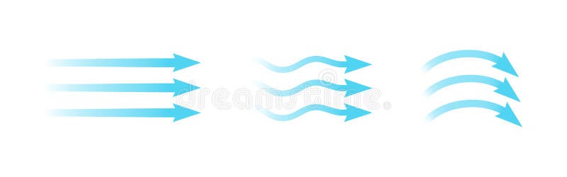 Air Flow Set Of Blue Arrows Showing Direction Of Air Movement Wind Direction Arrows Stock