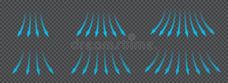 Air Flow. Set of Blue Arrows Showing Direction of Air Movement. Wind ...