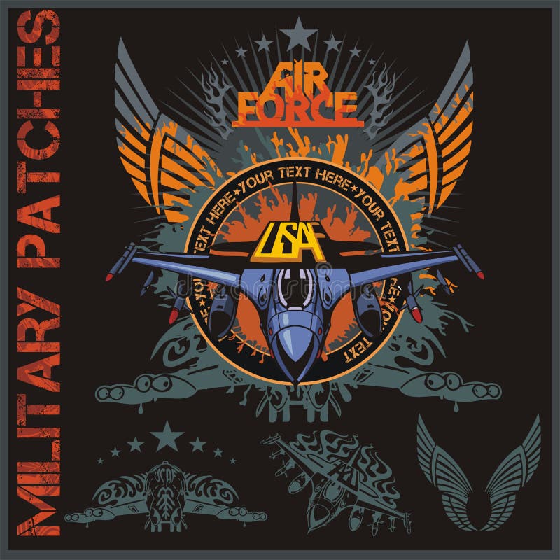 Air Force Patch Set - Stock Vector. Stock Vector - Illustration of ...