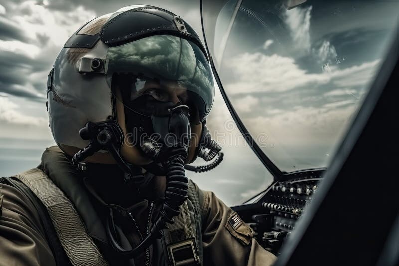 An Air Force Pilot in the Cockpit of a Military Aircraft, Generative AI ...