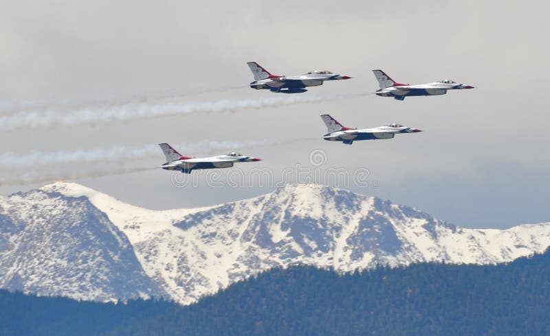 Air Force Thunderbirds Fly Over Snow Capped Rocky Editorial Photo ...